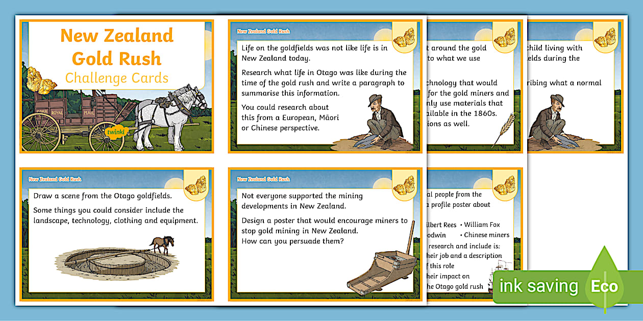 New Zealand Gold Rush Challenge Cards