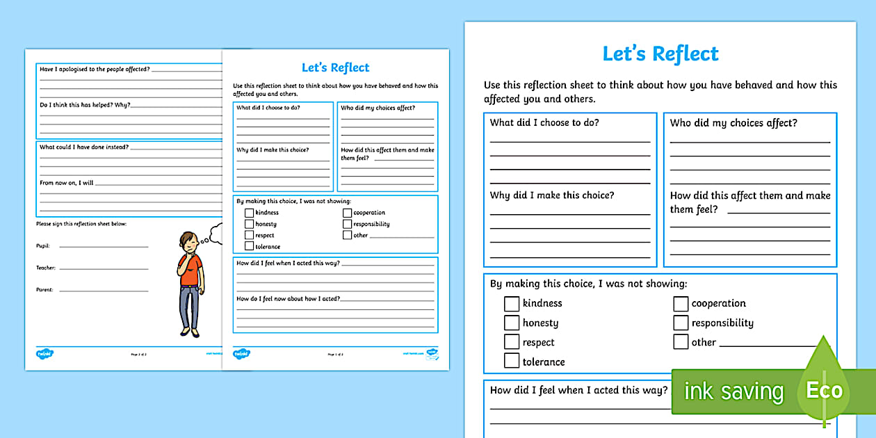 Editable Let's Reflect Worksheet (teacher made) - Twinkl