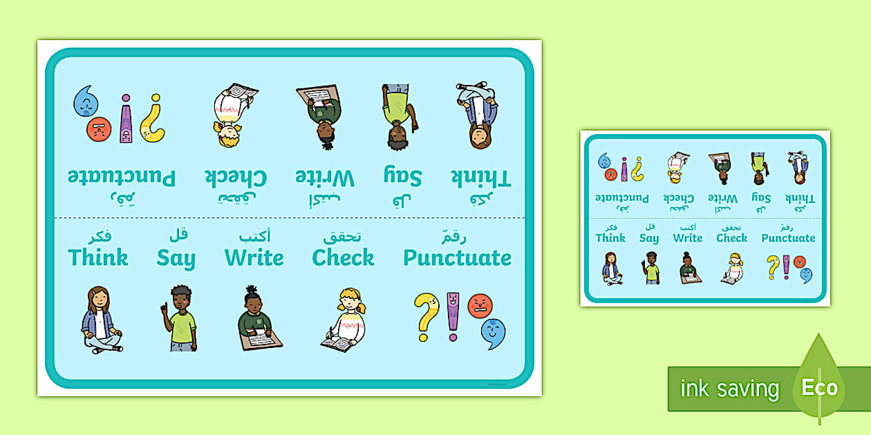 Think Say Write Check Group and Table Signs Arabic/English