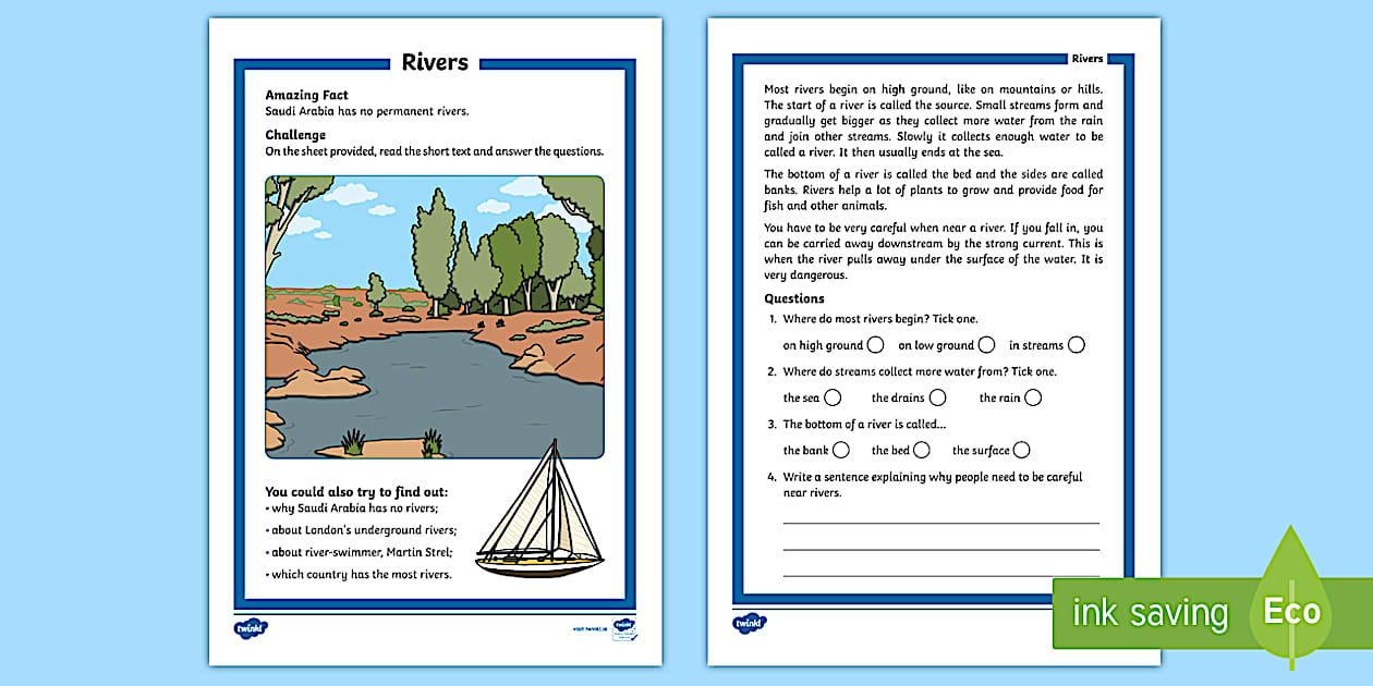 Rivers Reading Comprehension Activity (teacher made)