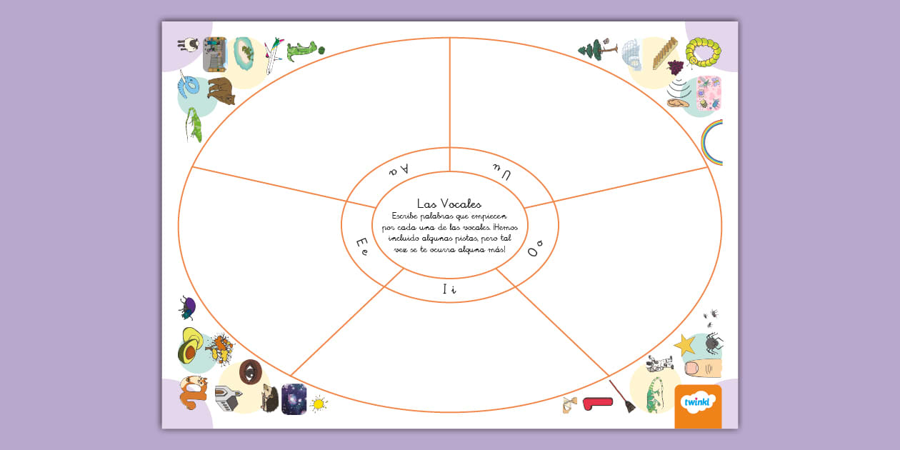 Rueda colaborativa: Las vocales - Twinkl