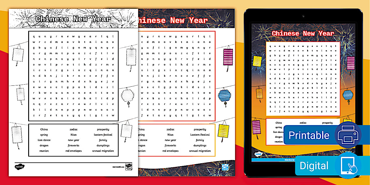 Chinese New Year Word Search | Printable | Twinkl - Twinkl