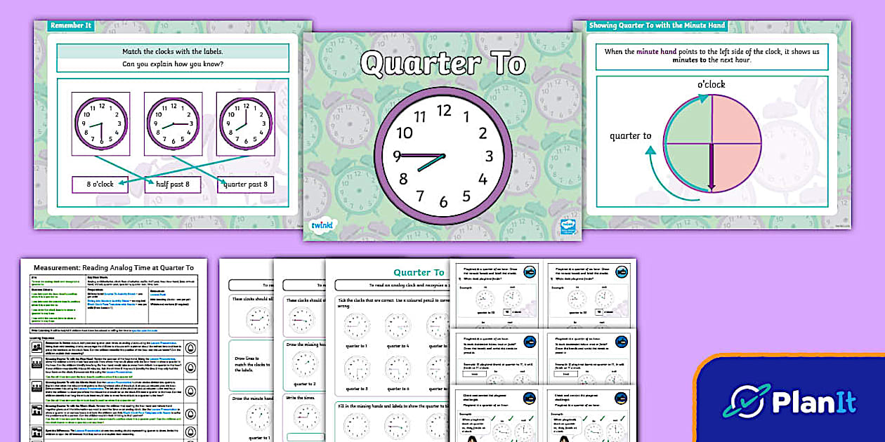 Year 3 Measurement: Reading Analog Time at Quarter To