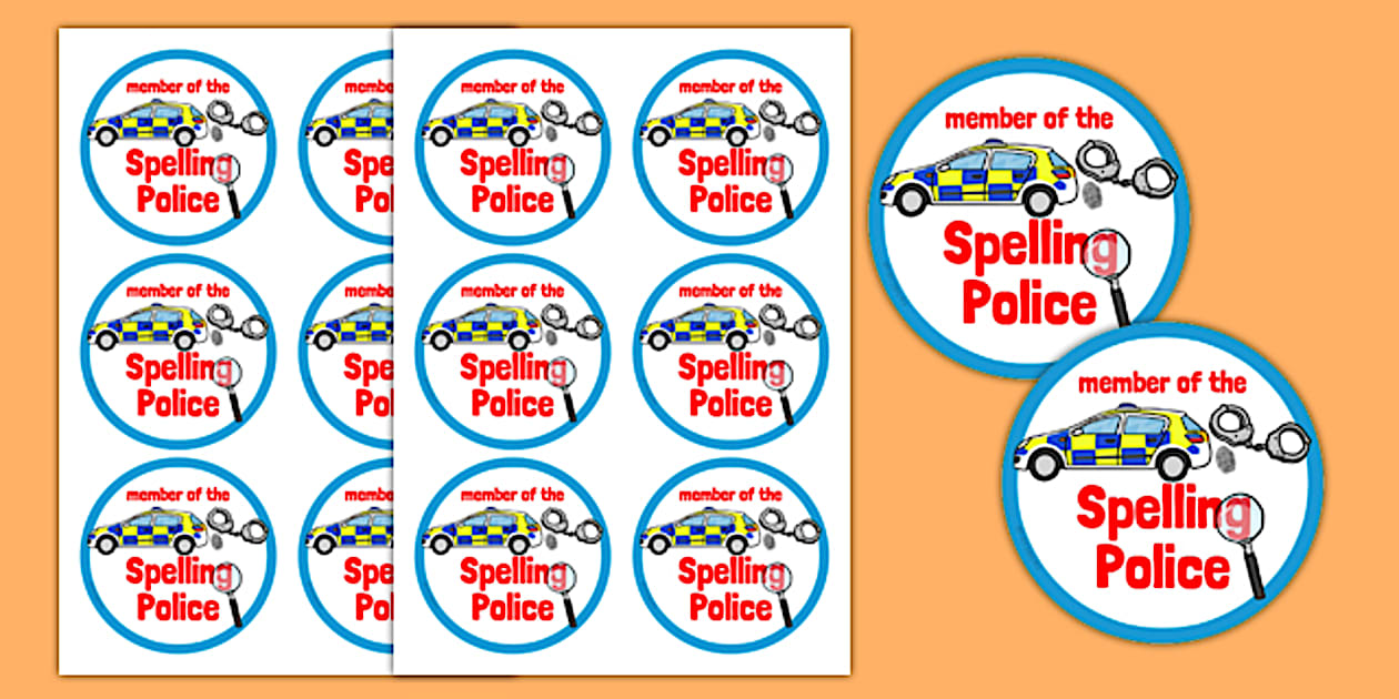 Black and White Spelling Police Badges (teacher made)