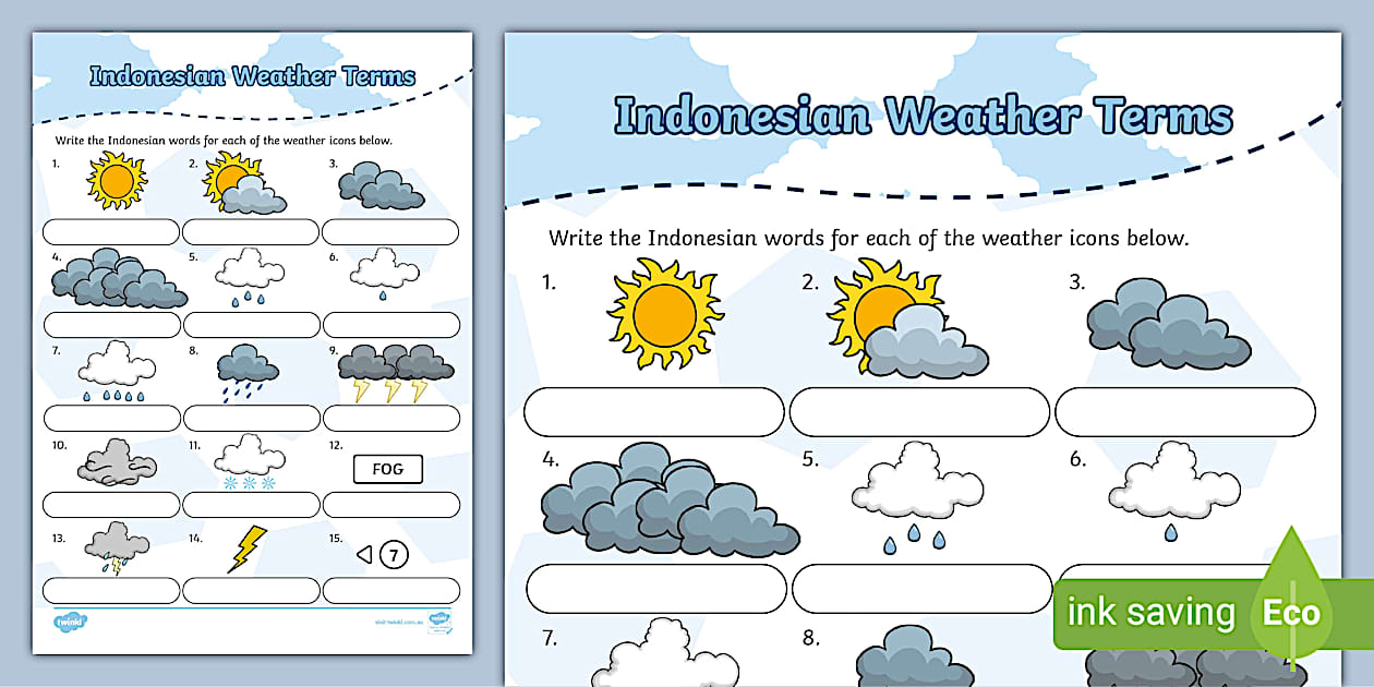 Indonesian Weather Terms (teacher made) - Twinkl