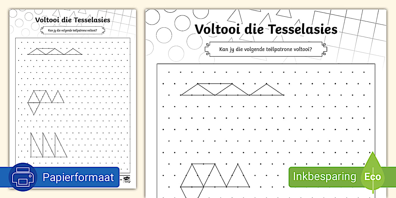 Voltooi die Tesselasies (professor feito) - Twinkl