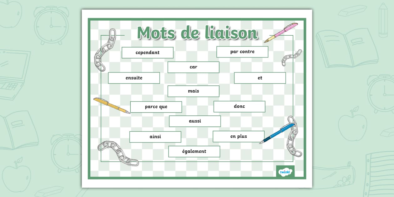 * NEW * Affiche : Mots de liaison - Twinkl Affiche - Twinkl
