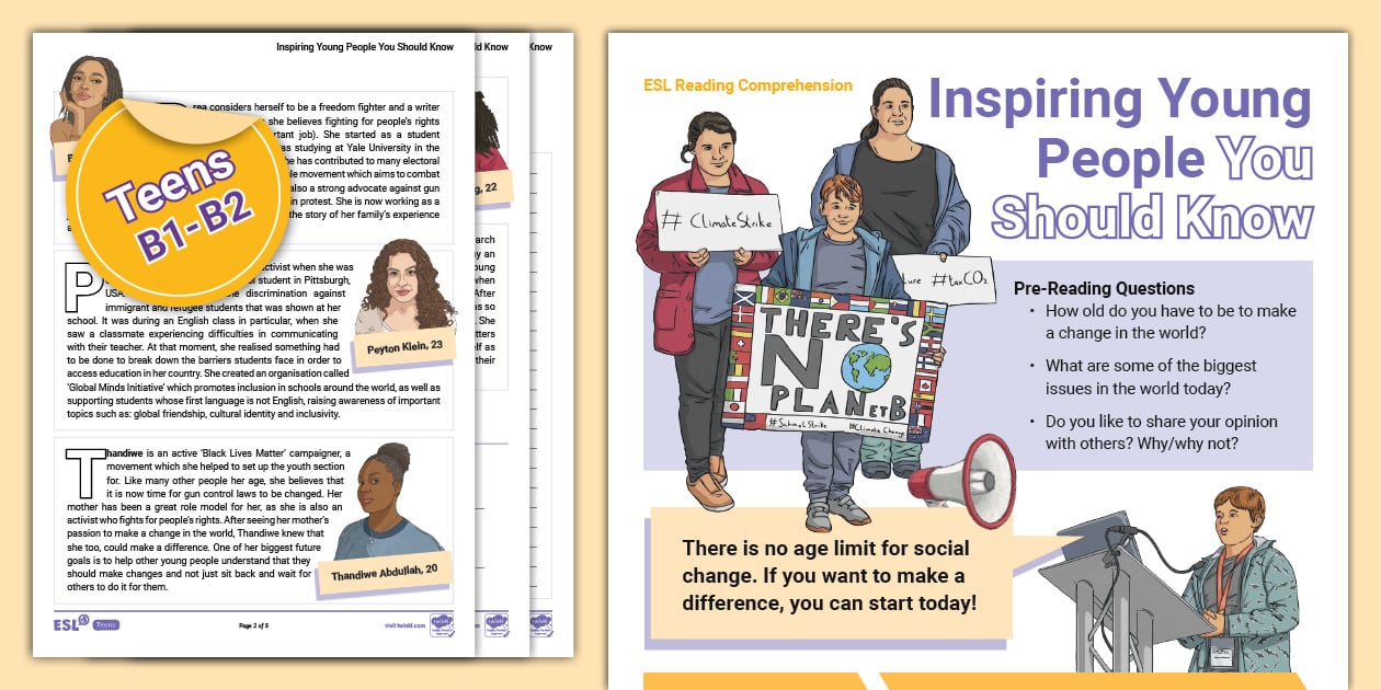 ESL Reading Comprehension: Inspiring Teens You Should Know