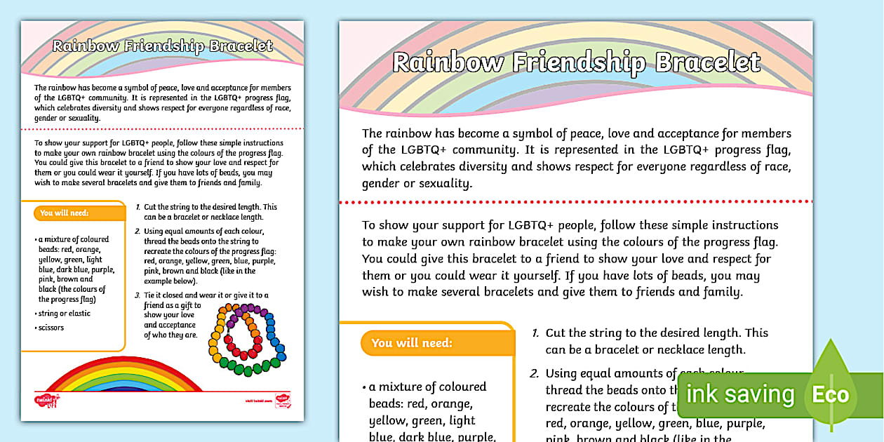 Rainbow Friendship Bracelet Craft Instructions - Twinkl