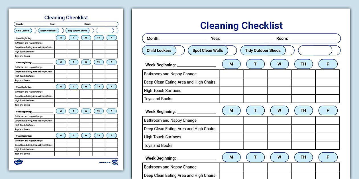 Cleaning Charts ECE (teacher made) - Twinkl