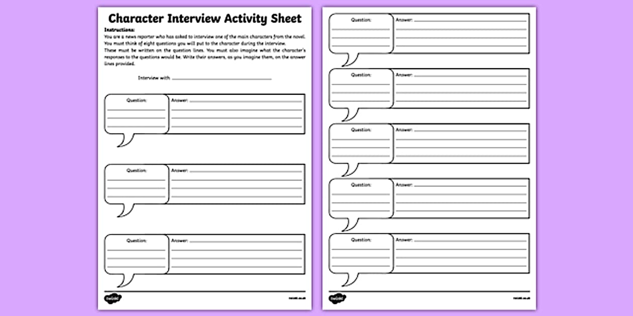Character Interview Worksheet / Worksheet-Irish - Twinkl