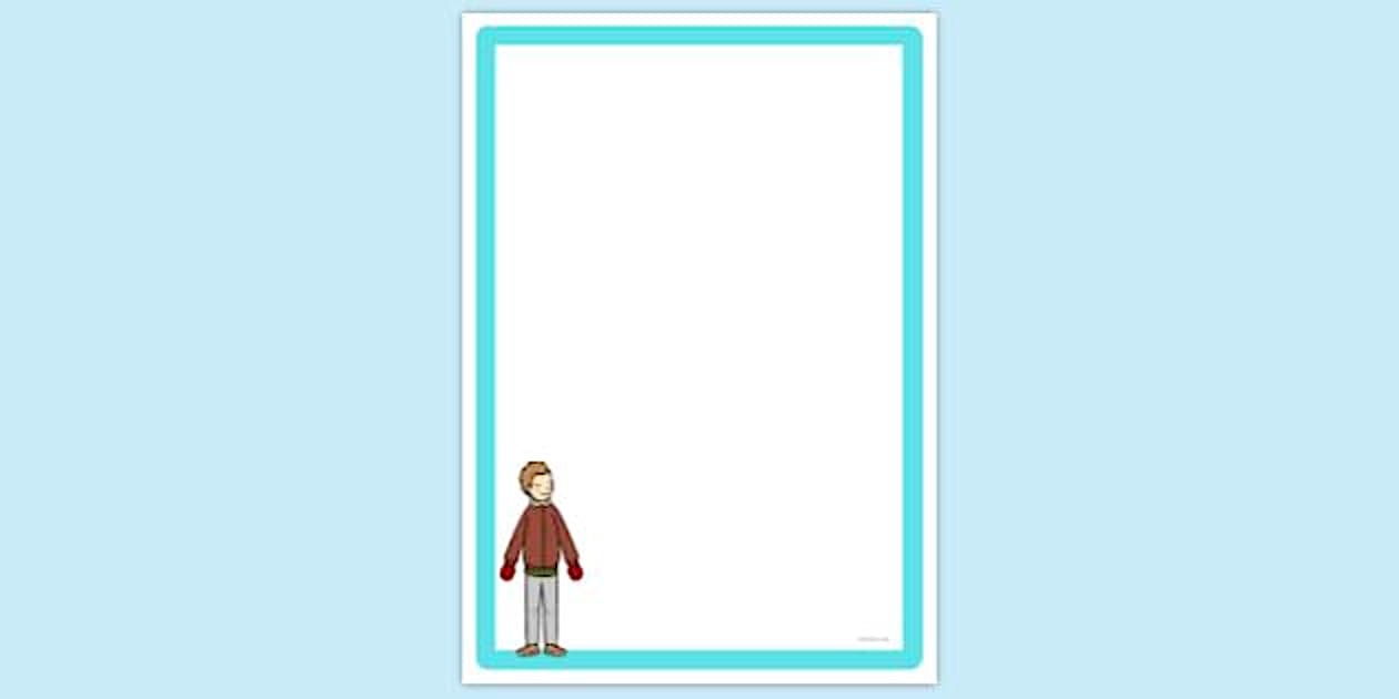 Simple Blank Man in Coat, Gloves and Boots Page Border