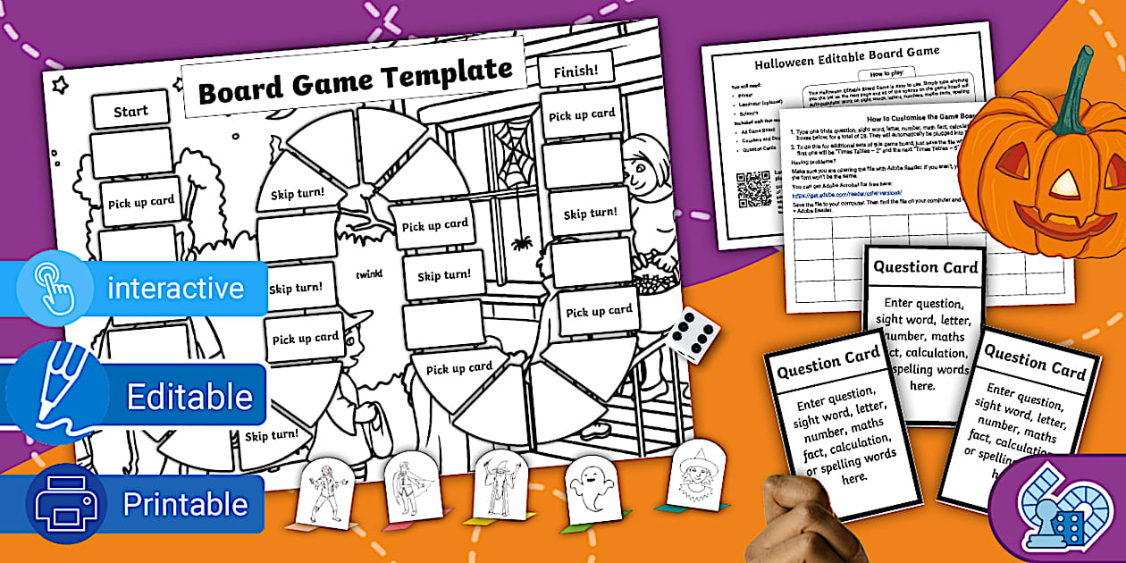Halloween Printable Board Game Template - Twinkl Board Games