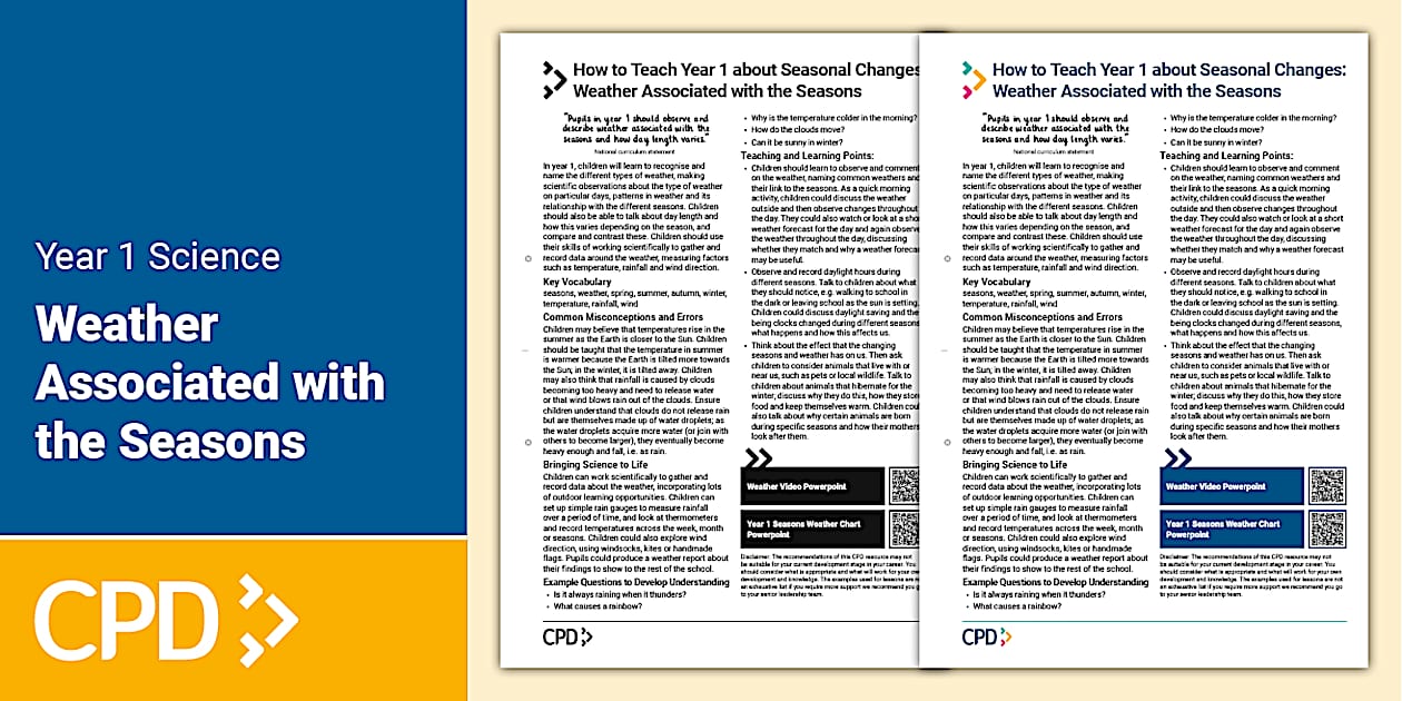 How to Teach Year 1 About Seasonal Changes - Weather Associated with the
