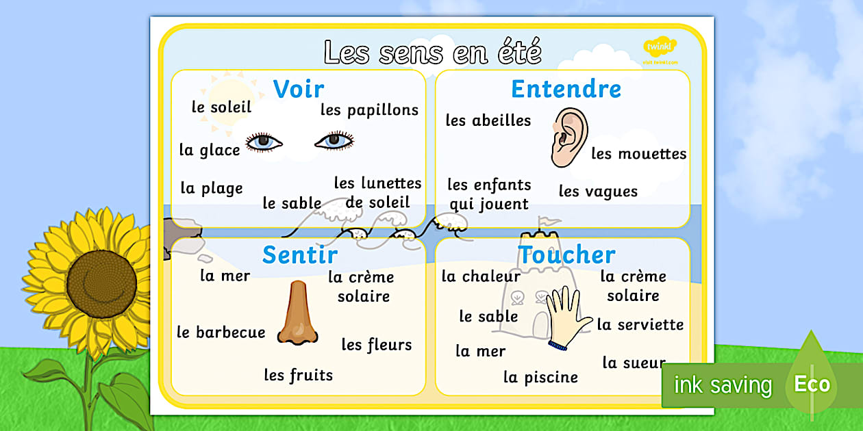 Set de mots : Les sens - L'été (teacher made) - Twinkl