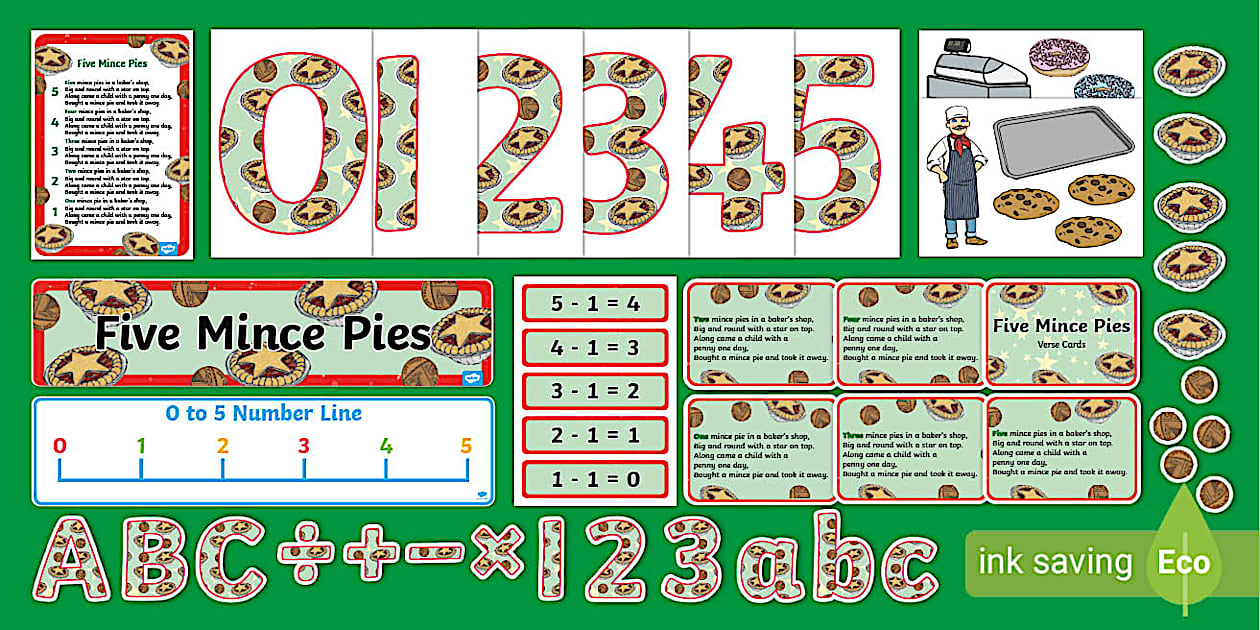 Five Mince Pies Nursery Rhyme Display Pack (teacher made)
