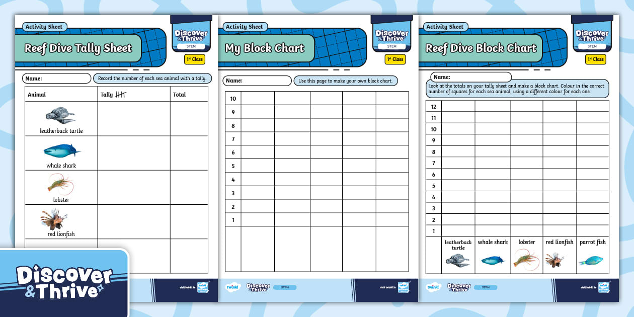 Data Under the Sea Activity Sheet (Teacher-Made) - Twinkl