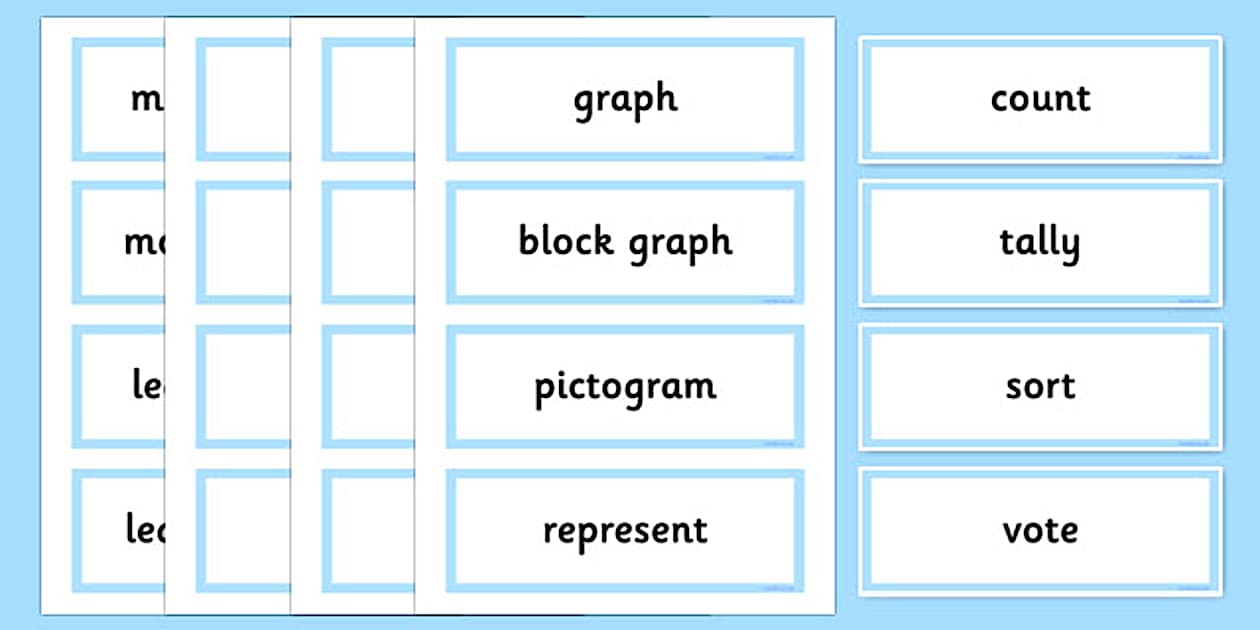 Editable Year 2 Maths Vocabulary Word Cards Organising and Using Data
