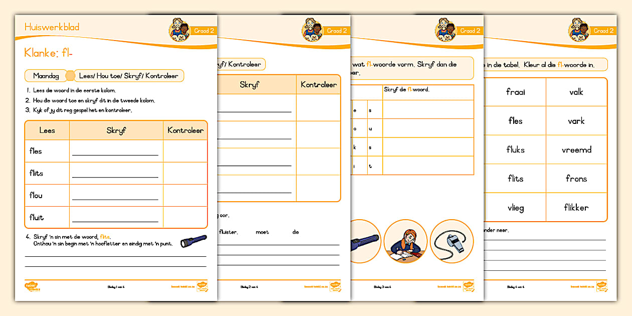 Graad 2 Klanke Huiswerk fl- (teacher made) - Twinkl