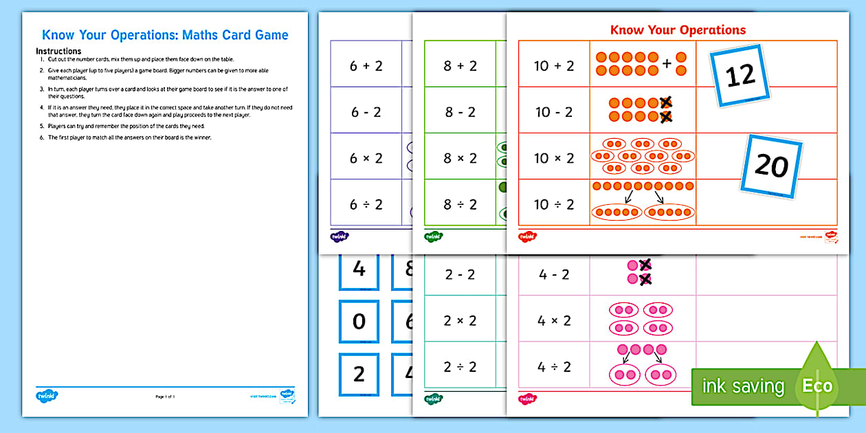 Know Your Operations Maths Card Game (teacher made) - Twinkl