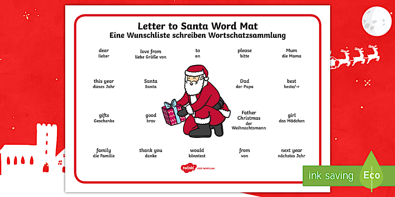 Letter to Santa Word Mat English/German (teacher made)