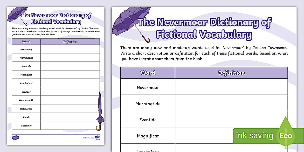 Fictional Vocabulary Task to Support Teaching on Nevermoor