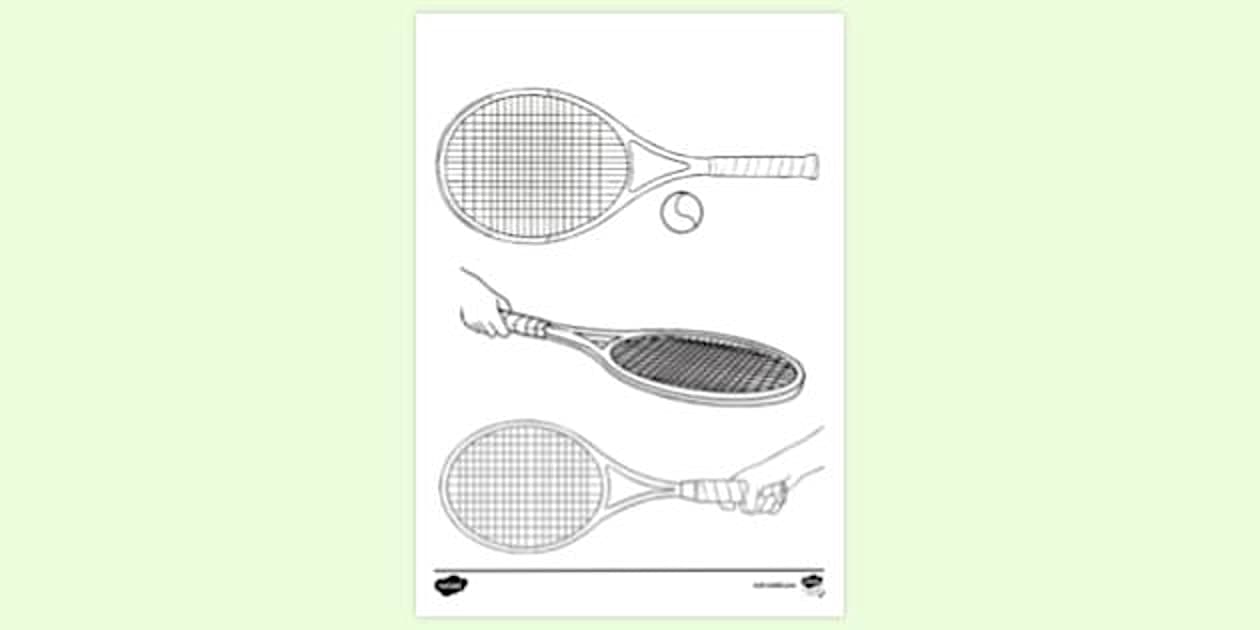 Tennis Racket Colouring Sheet (Teacher-Made) - Twinkl