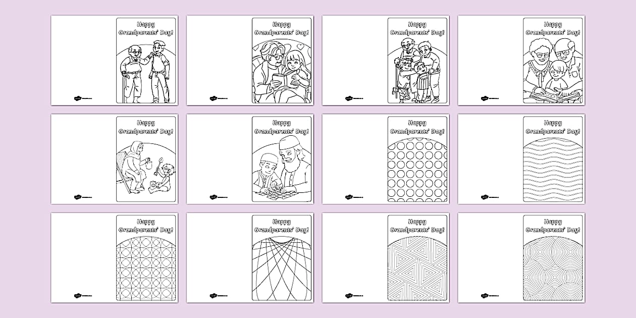 Grandparents' Day Colouring Cards