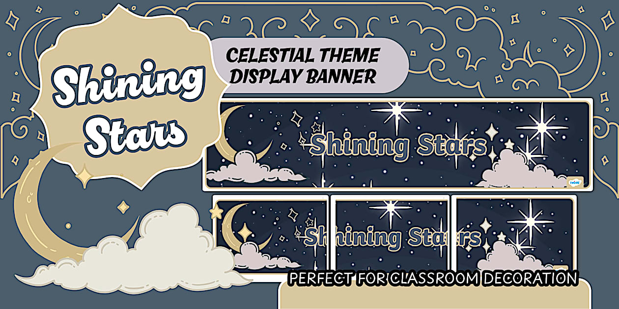 Celestial-Themed Shining Stars Display Banner