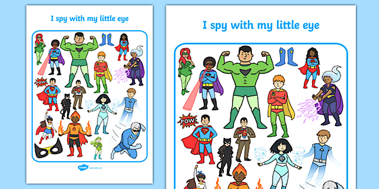 Superhero Themed I Spy With My Little Eye Worksheet / Worksheet