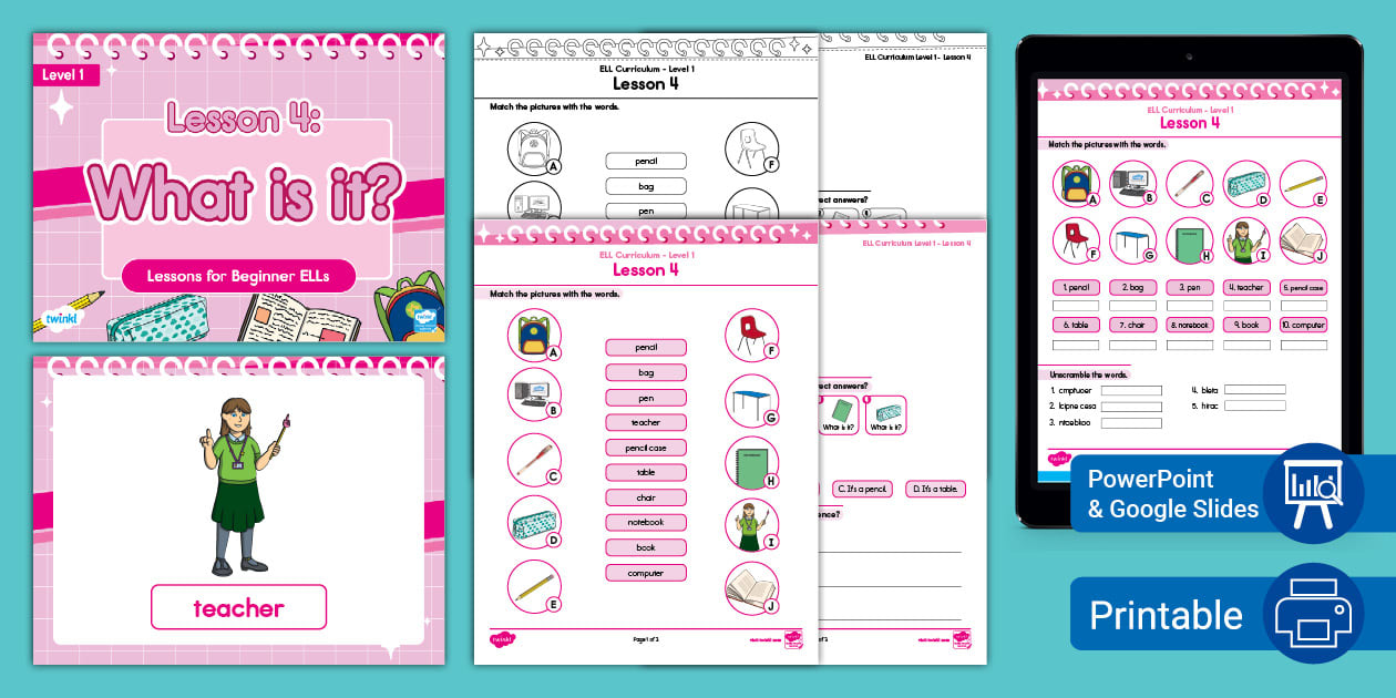 ELL Curriculum: Level 1, Lesson 4 Lesson Pack (teacher made)