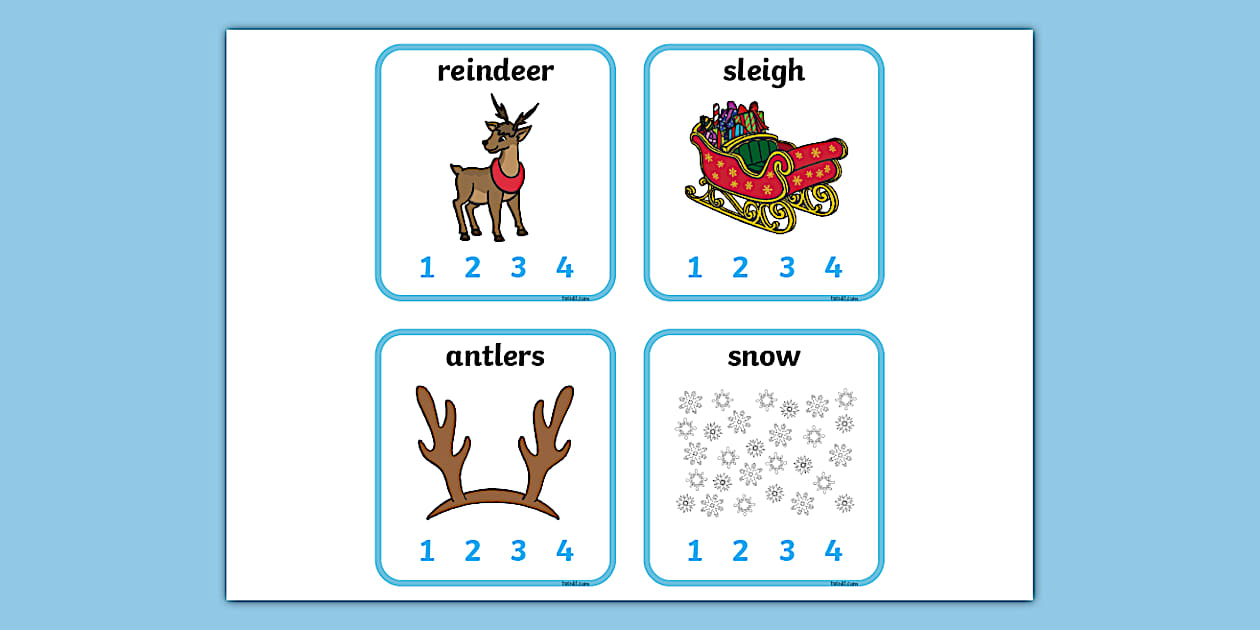 How Many Syllables in Reindeer? Clip Cards (Lehrer gemacht)