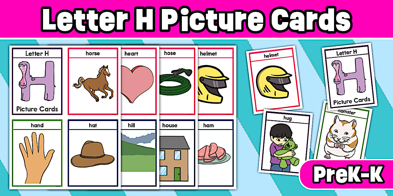 Letter H Picture Cards for PreK-K