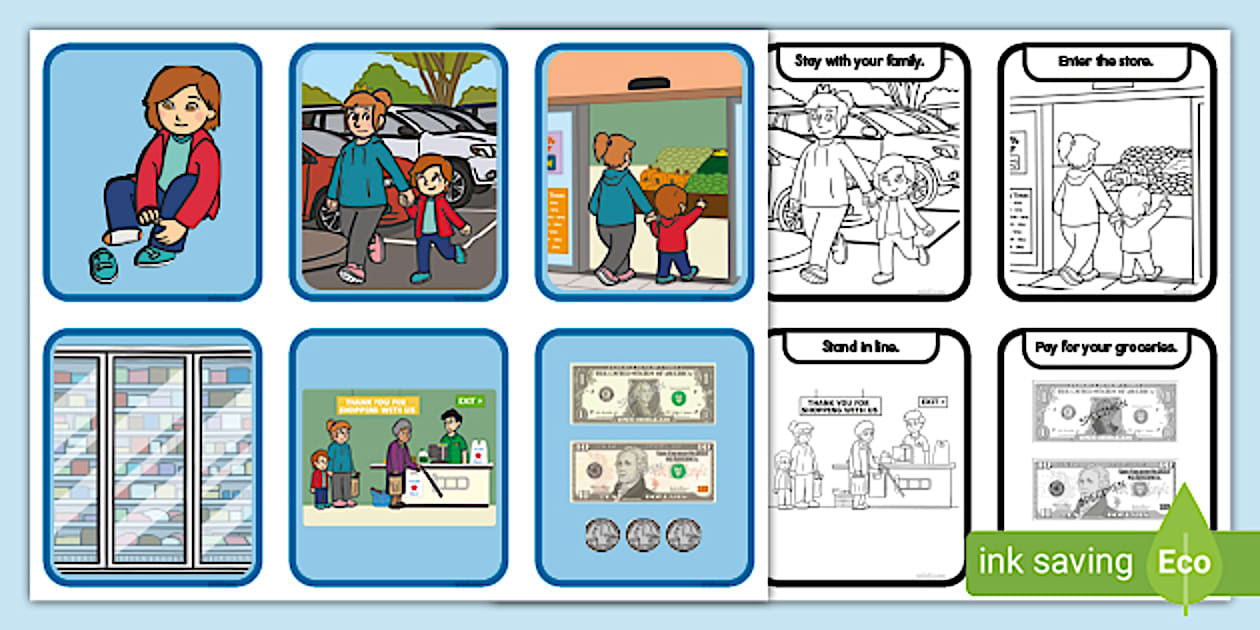 Going To the Store Multi-Step Sequencing Cards - Twinkl