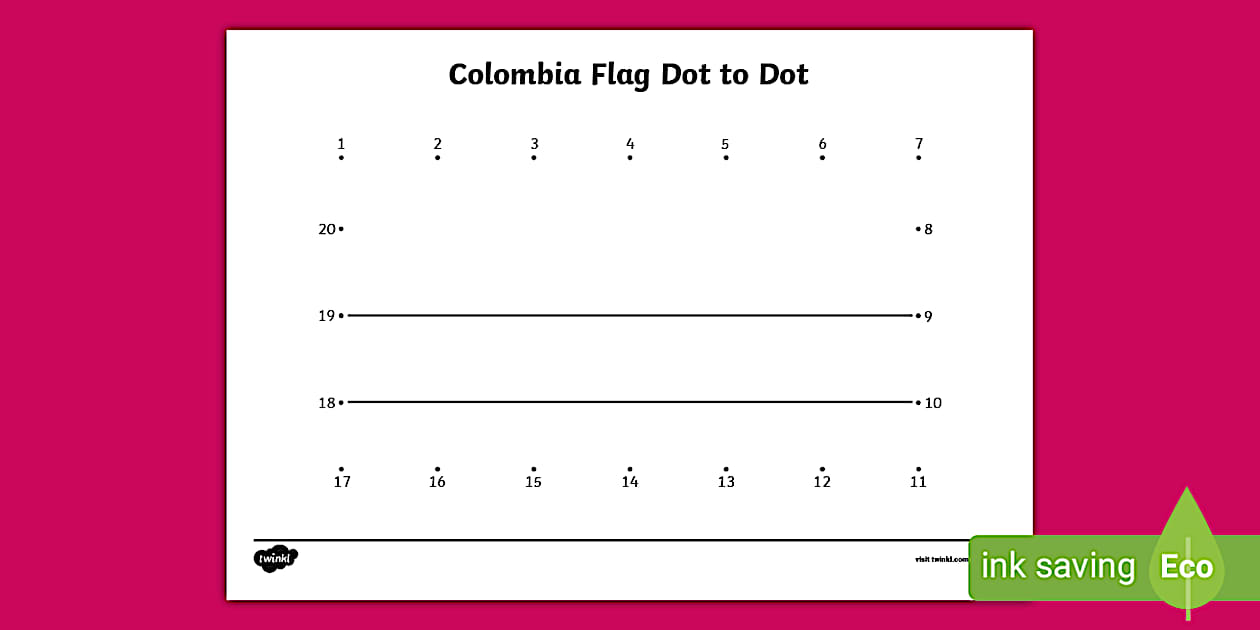 Colombia Flag Dot to Dot Worksheet - Flags | Twinkl - Twinkl
