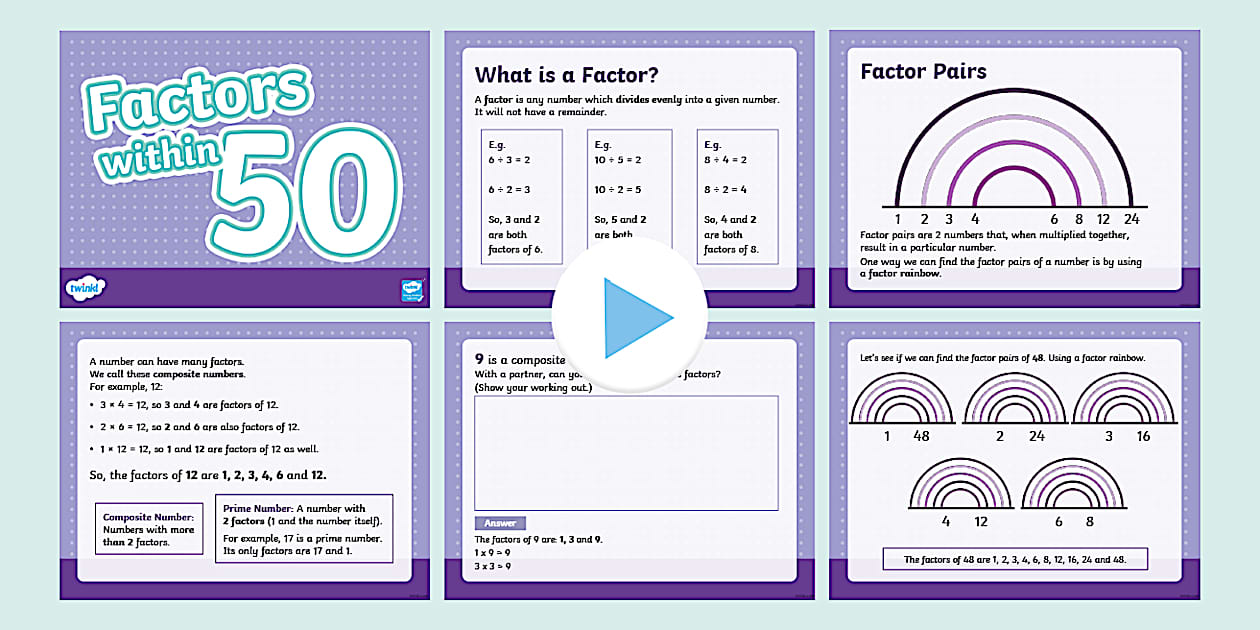 Factors within 50 PowerPoint (teacher made) - Twinkl
