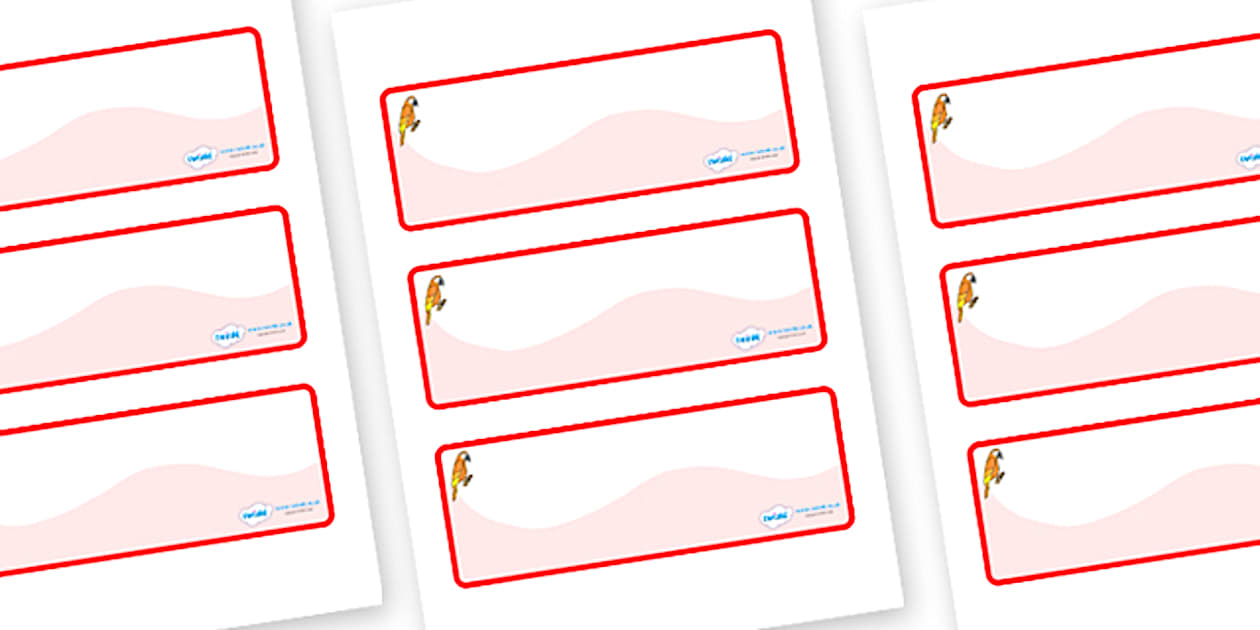 Parrot Themed Editable Drawer-Peg-Name Labels (Colourful)