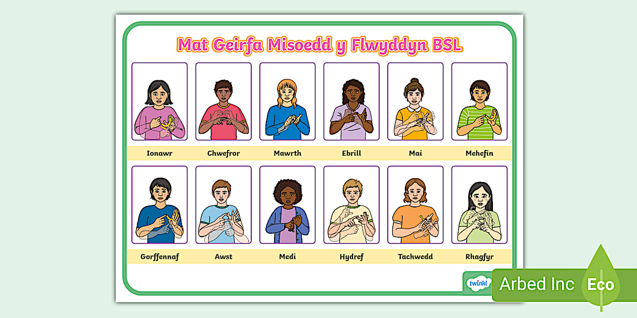 Mat Geirfa Misoedd y Flwyddyn BSL