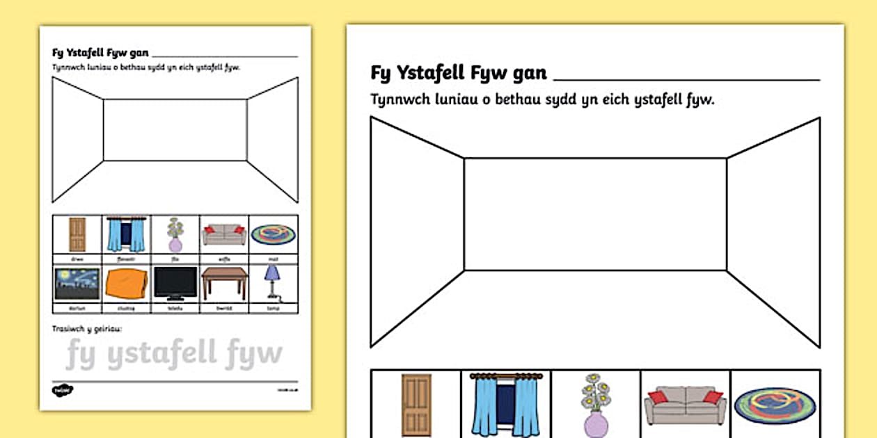 Taflen Waith Fy Ystafell Fyw Taflen Weithgaredd-Welsh