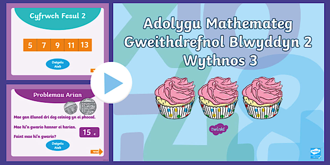 Pŵerbwynt Adolygu Mathemateg Gweithdrefnol Blwyddyn 2 Wythnos 3