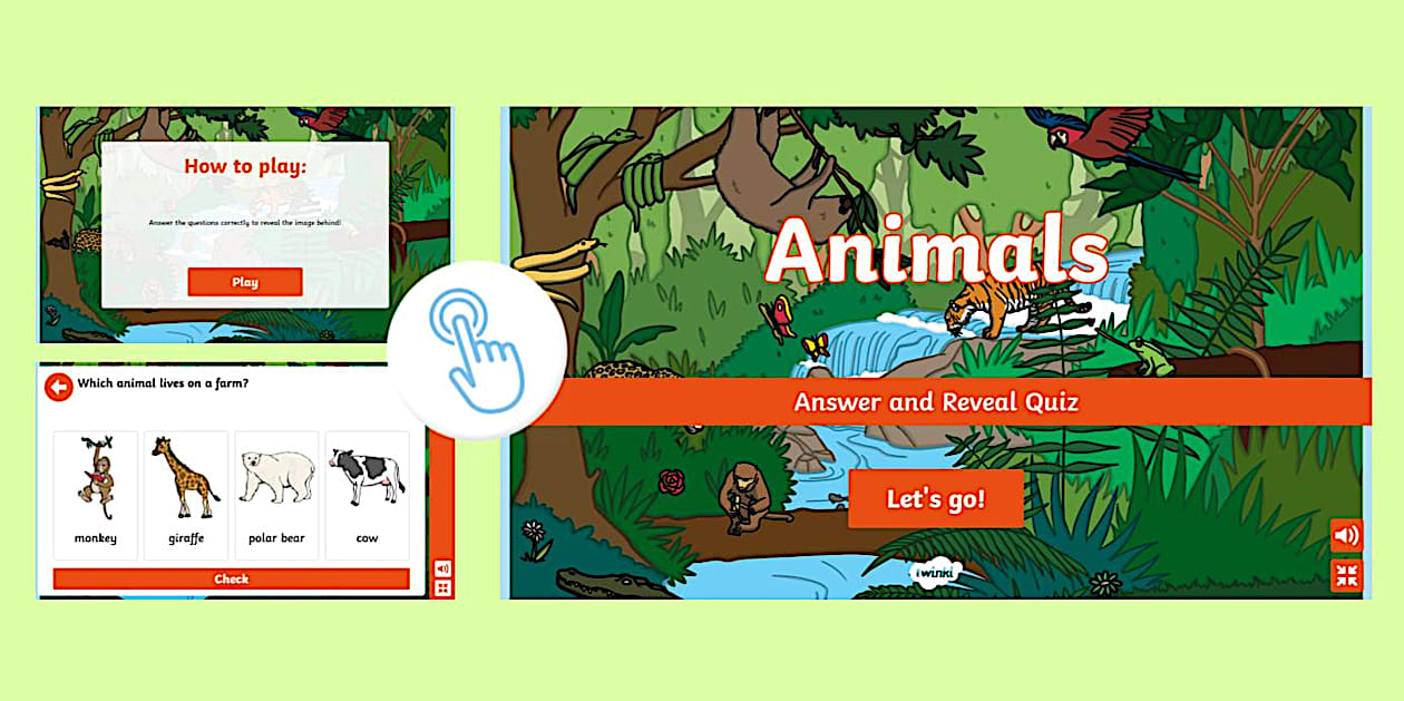 ESL Animals Answer and Reveal Quiz [Kids, A1] (teacher made)