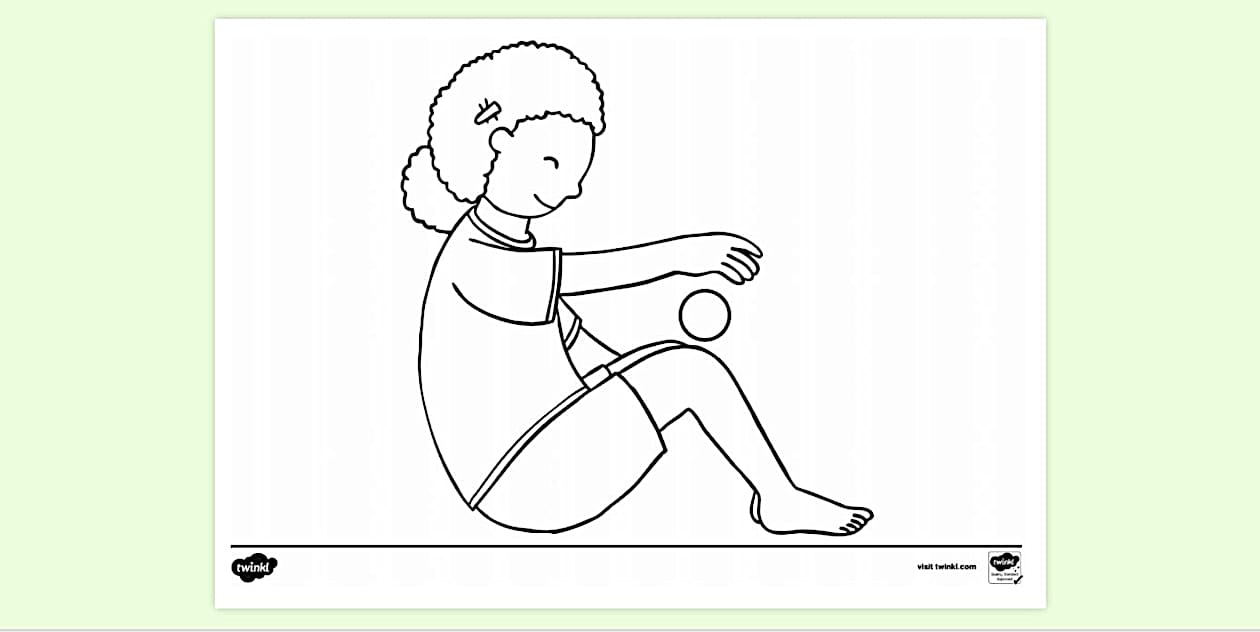 Child Sat on Floor Bouncing Ball | Colouring Sheets - Twinkl