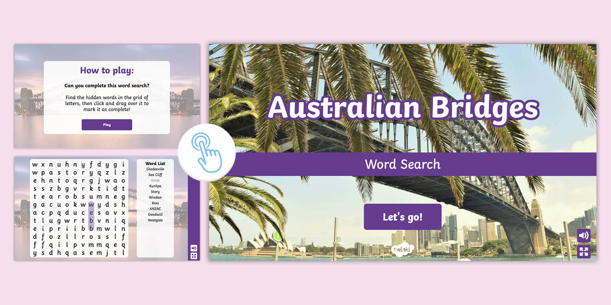 Australian Bridges Interactive Word Search (teacher made)