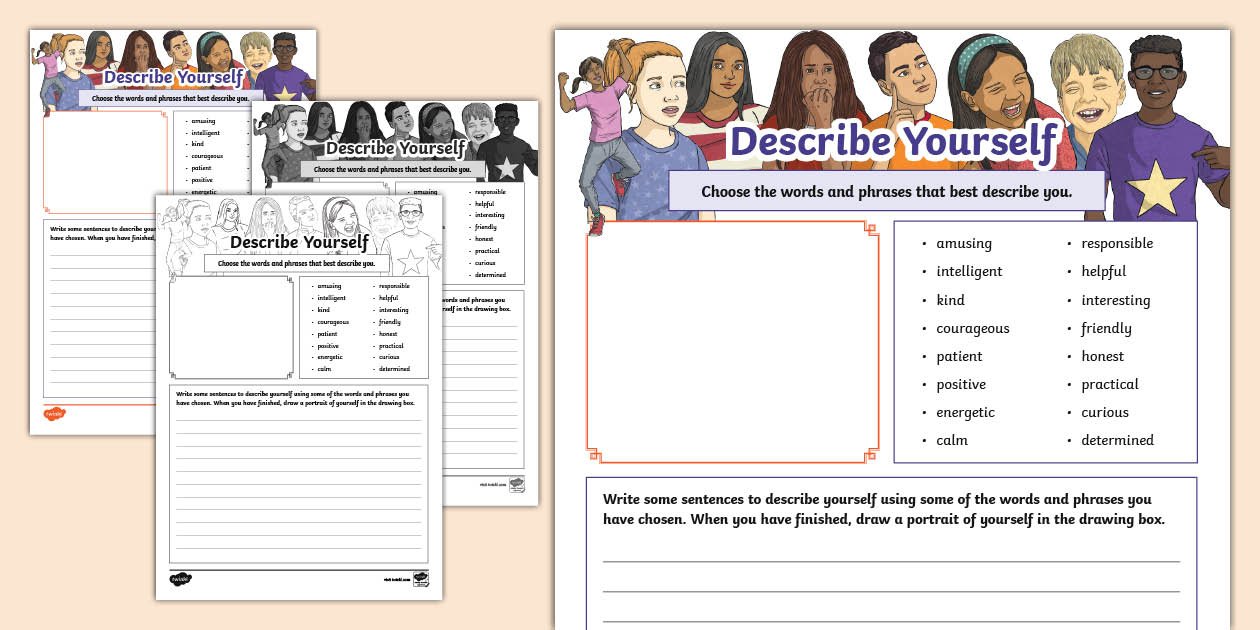 KS2 Describe Yourself Worksheet (teacher made) - Twinkl