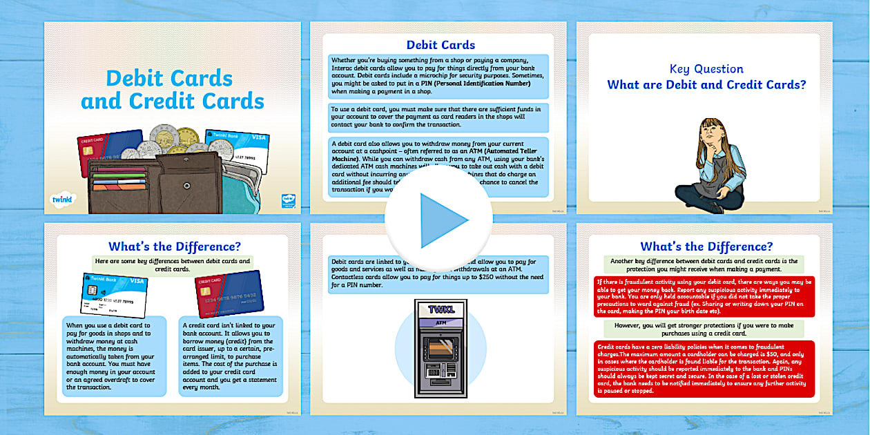 Debit Cards and Credit Cards PowerPoint (teacher made)