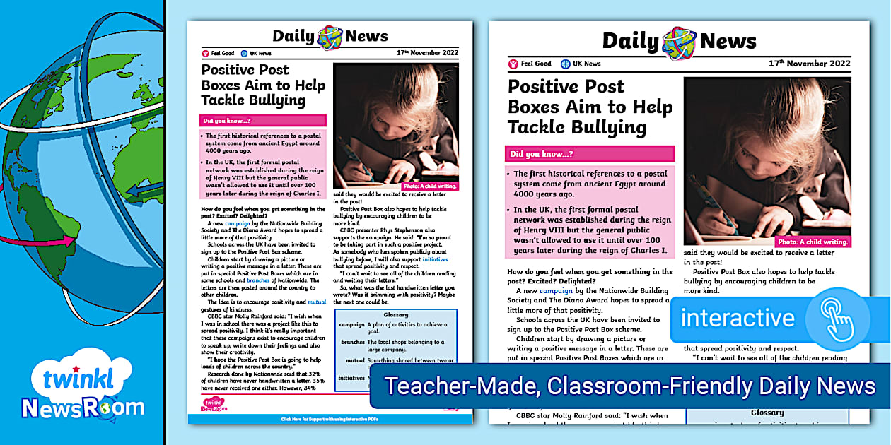 Positive Post Boxes Aim to Help Tackle Bullying | News for Kids