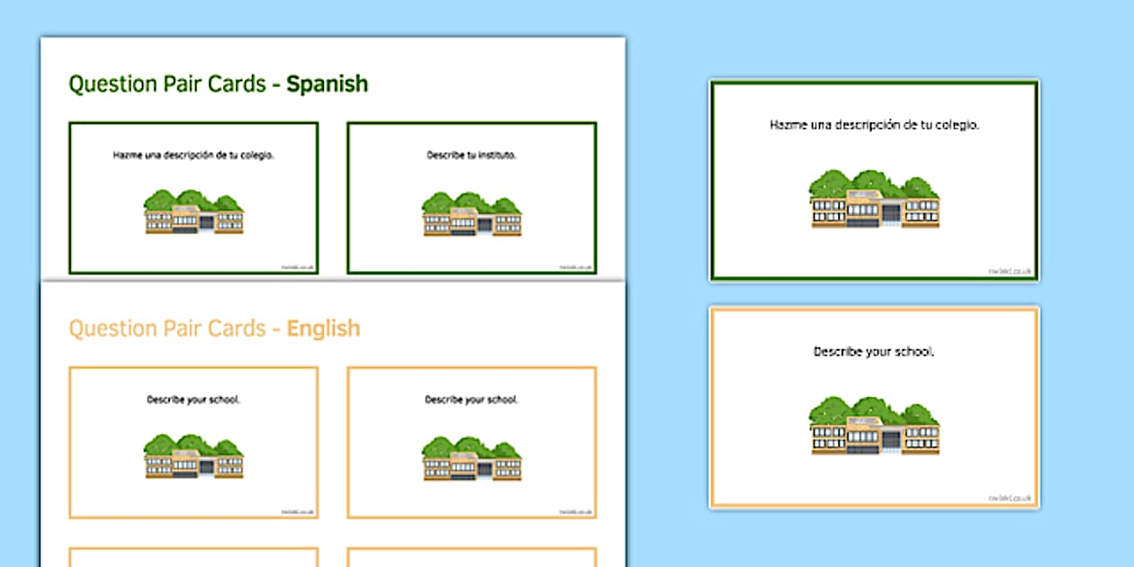 General Conversation Life at School College Question Pair Cards