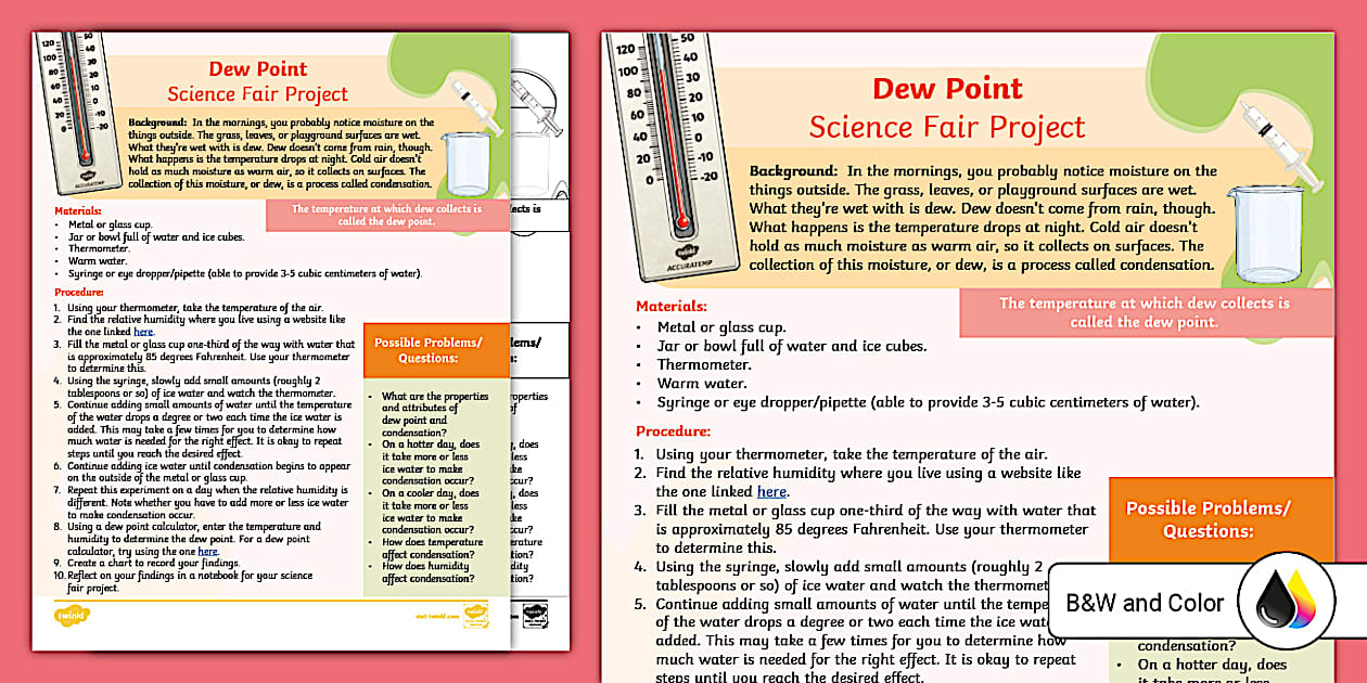 Dew Point science project | 3rd Grade Resource | Twinkl USA