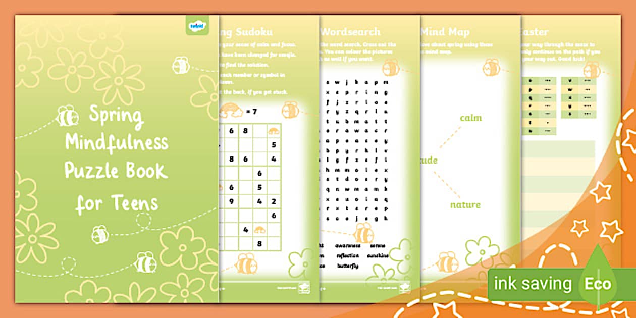 Spring Mindfulness Puzzle Book for Teens (teacher made)