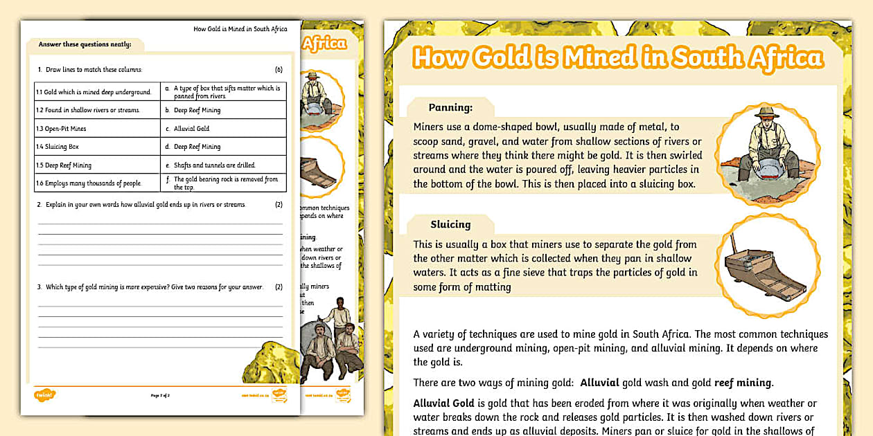 How Gold is Mined in South Africa - Activity Sheet - Twinkl